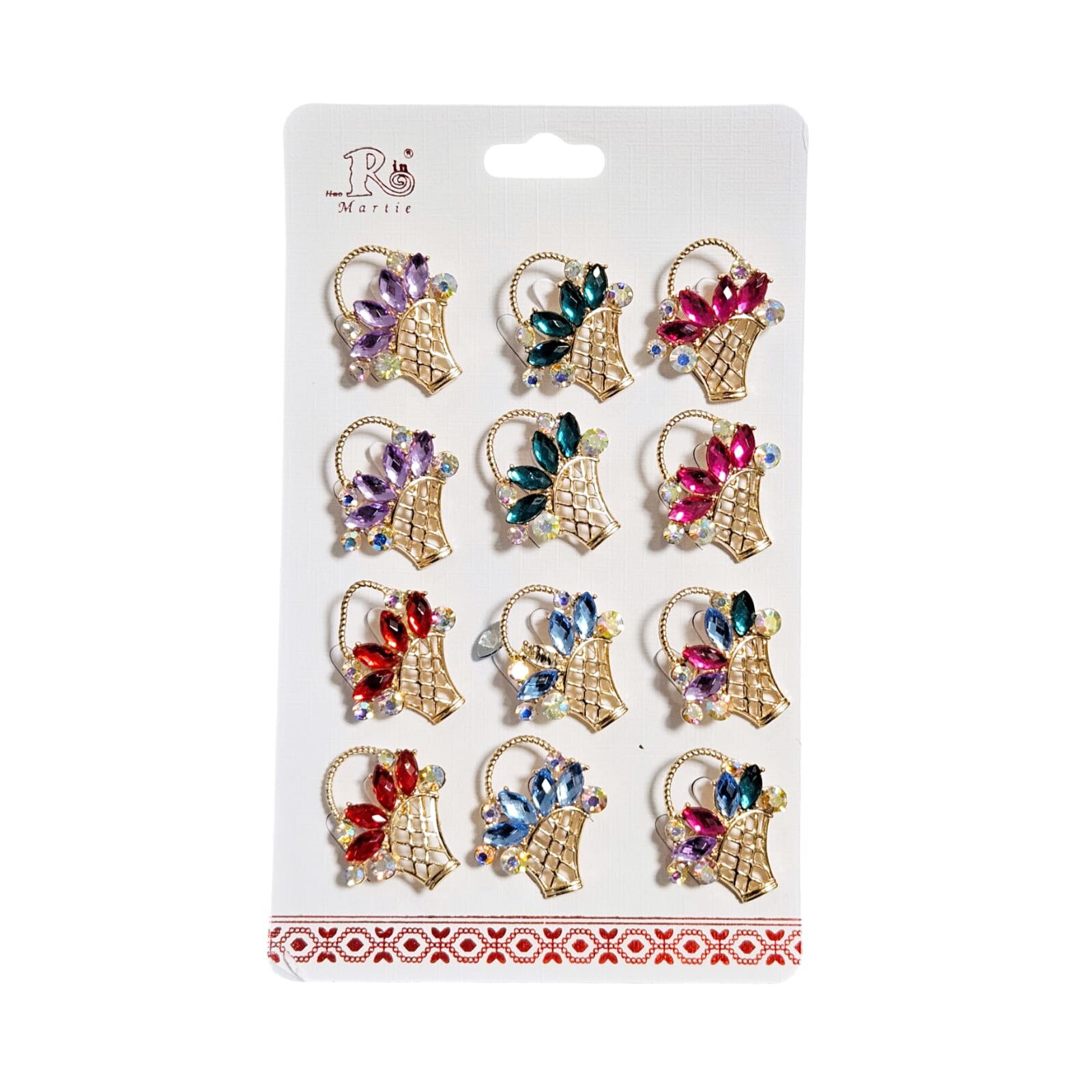 Set 12 Brose pentru Martisor, model cu Cosuri de Flori - eMAG.ro