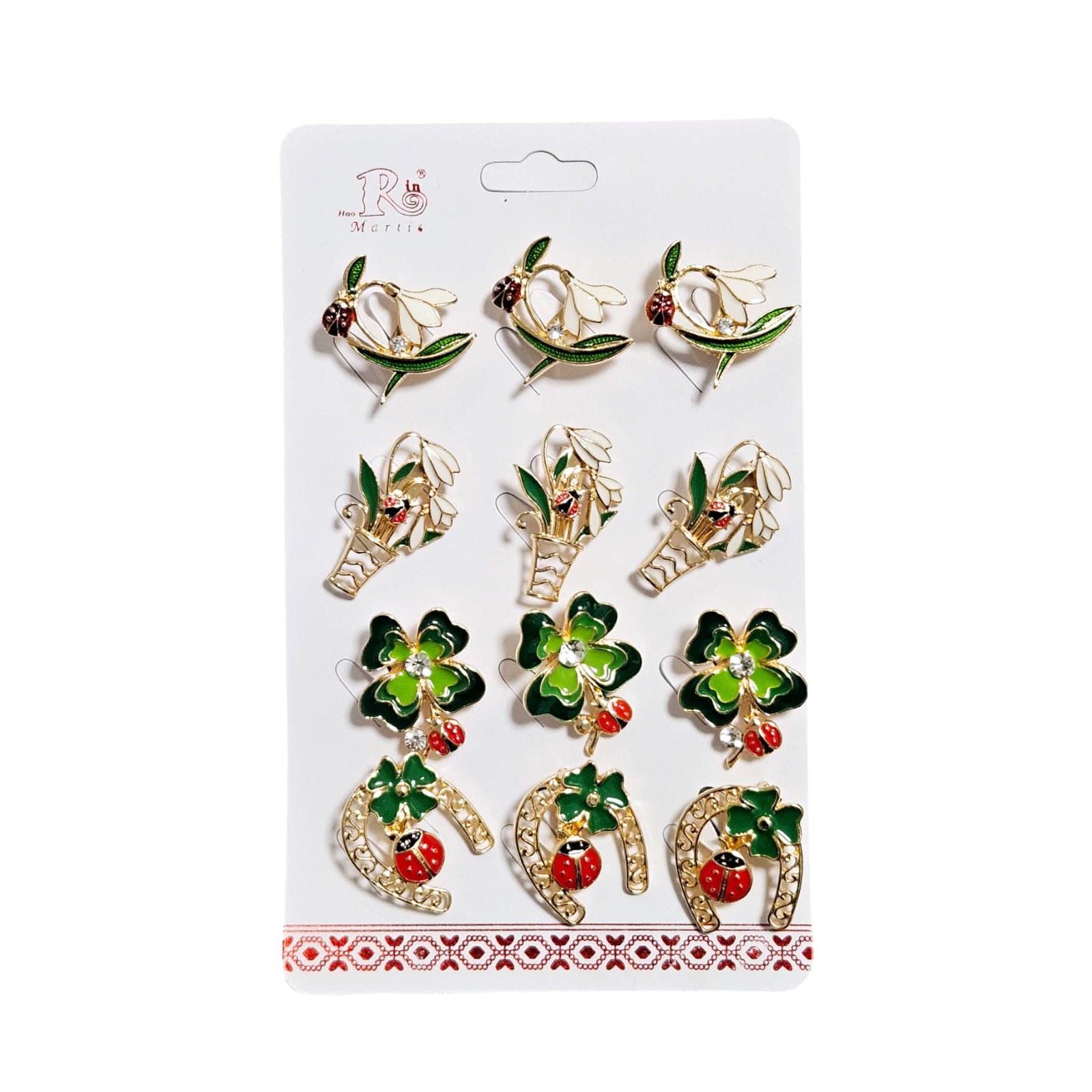 Set 12 Brose pentru Martisor, model Primavara 06 - eMAG.ro