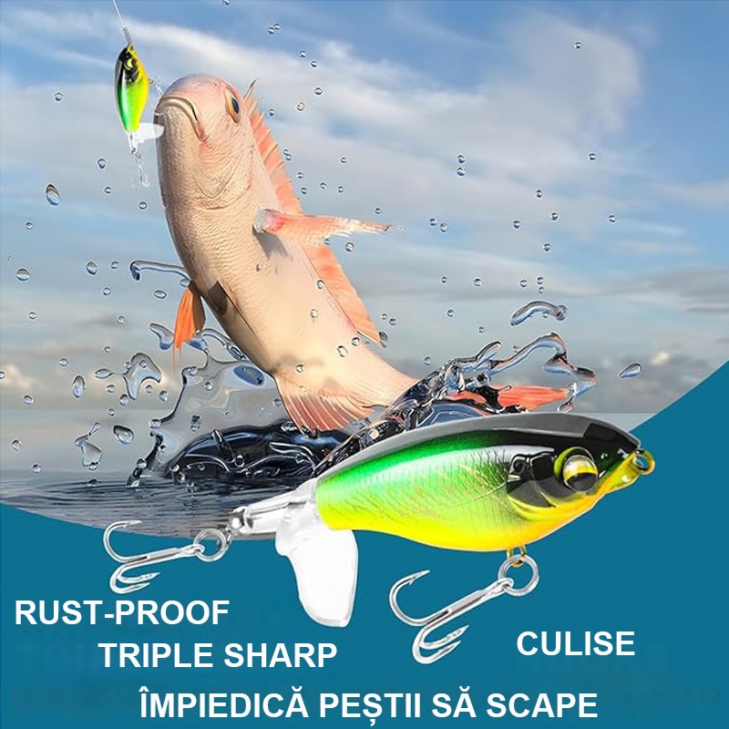 Set 5 momeli 9.2cm 6g de pescuit la adancime, vobler de suprafata cu ...