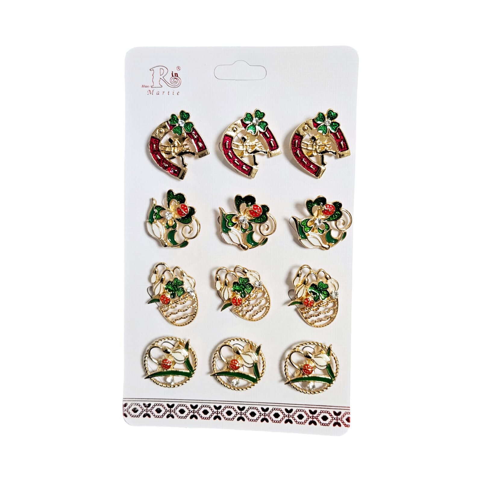 Set 12 Brose pentru Martisor, model Primavara 022 - eMAG.ro