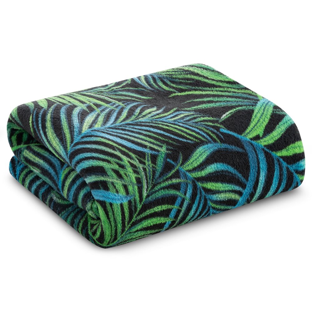 Patura cuvertura de pat PALMS 150x200 Design91 negru verde albastru ...