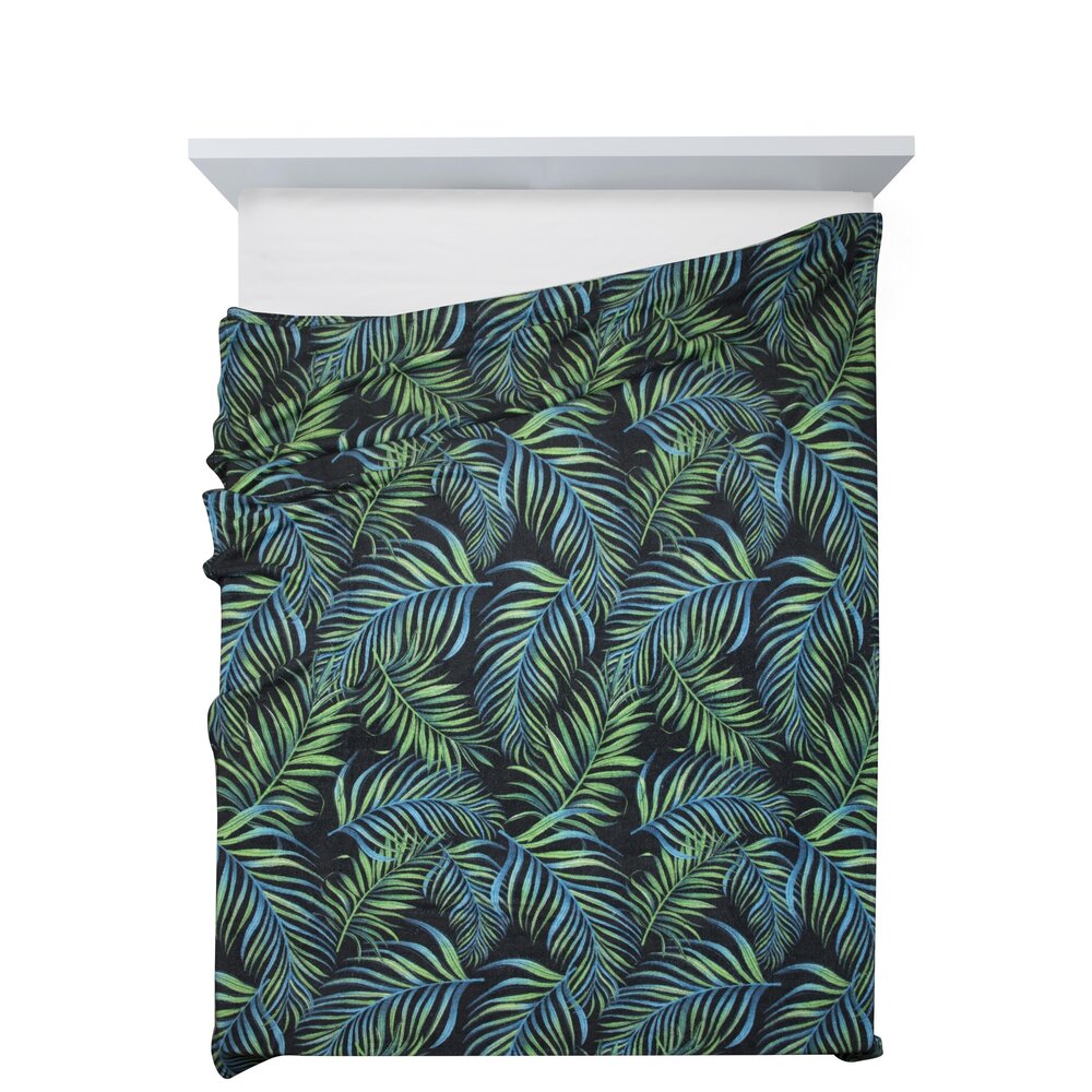Patura cuvertura de pat PALMS 150x200 Design91 negru verde albastru ...