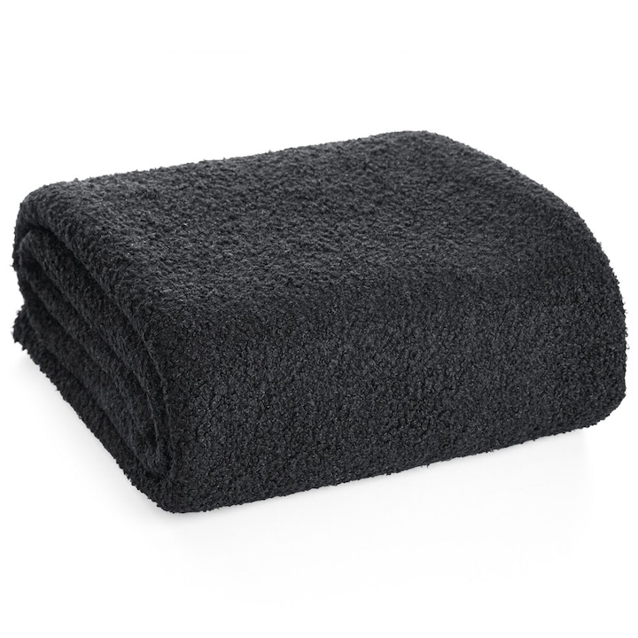 Patura cuvertura de pat BUKLA 150x200 Eurofirany negru negru moale cald ...
