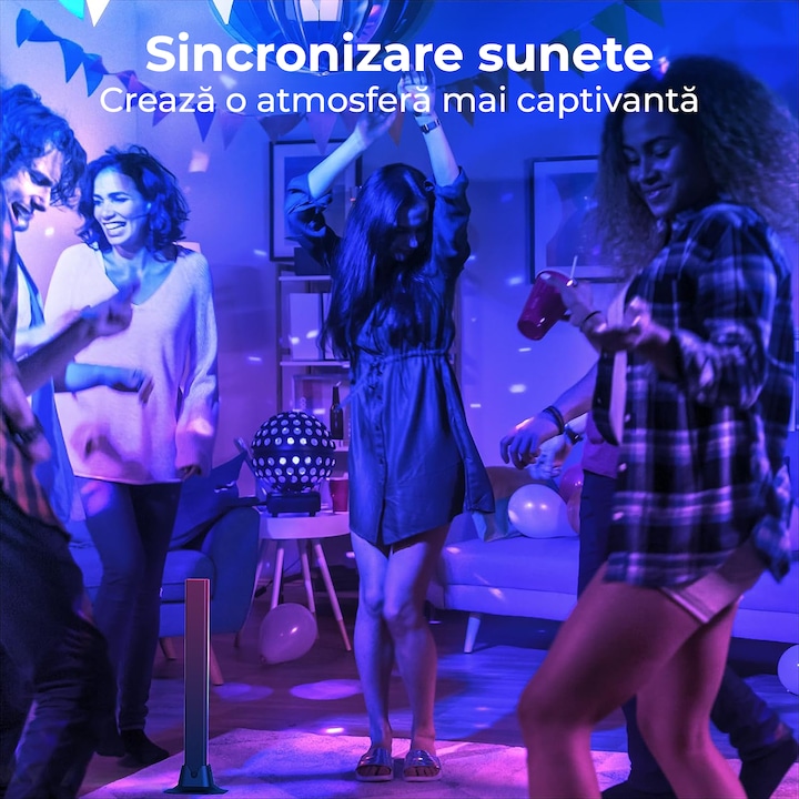 Set 2 Bare Luminoase Led RGB Elindor® Lumina Ambientala pentru Camera ...