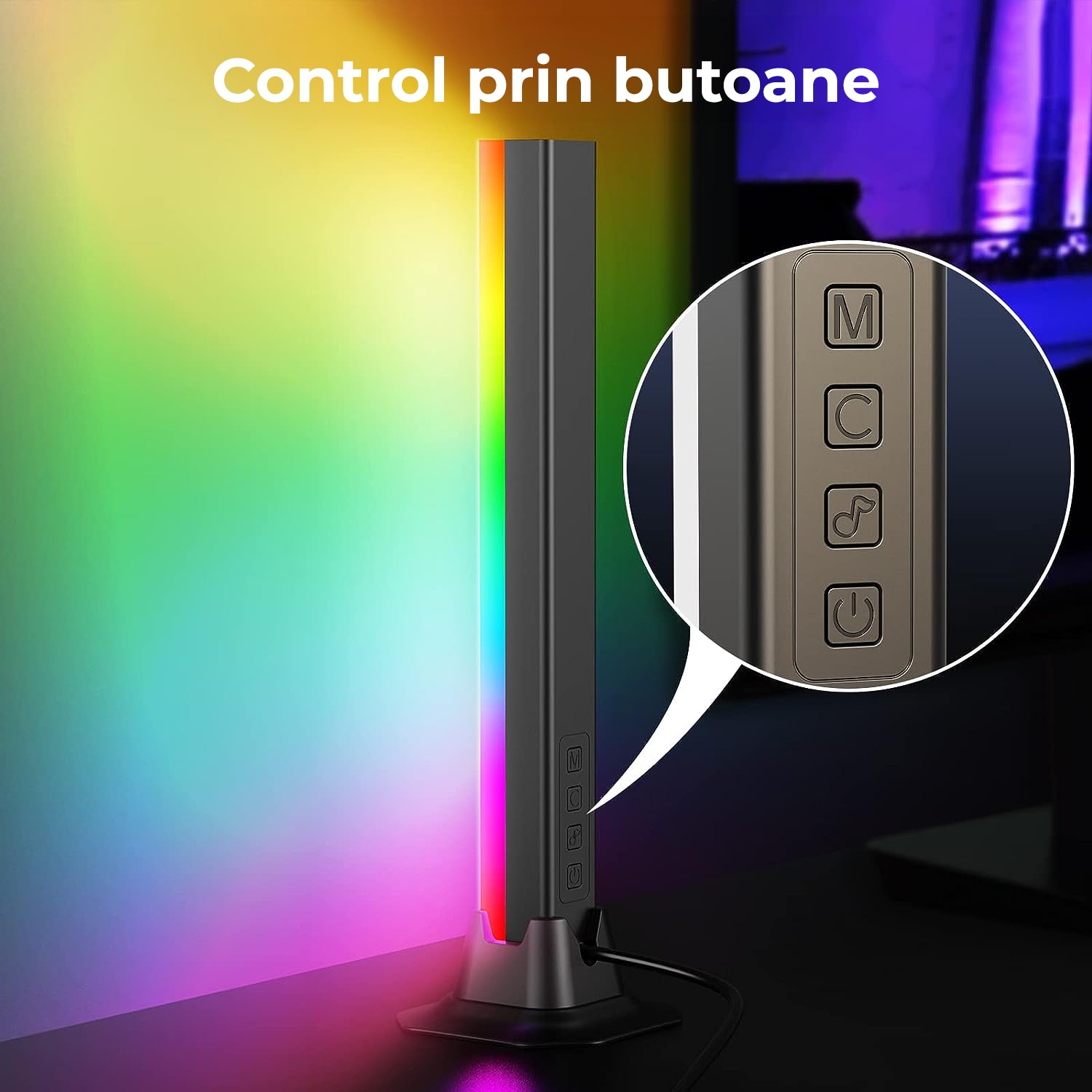 Set 2 Bare Luminoase Led RGB Elindor® Lumina Ambientala pentru Camera ...