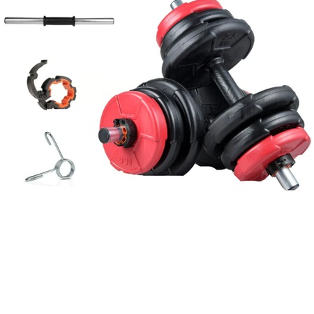 Set gantere reglabile de 36 KG cu 2 bare de 45 cm lungime si cleme ...