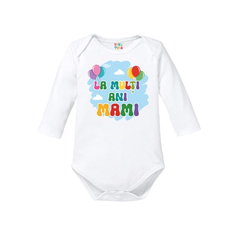 Body alb maneca scurta ''LA multi ani mami'' colorat - eMAG.ro