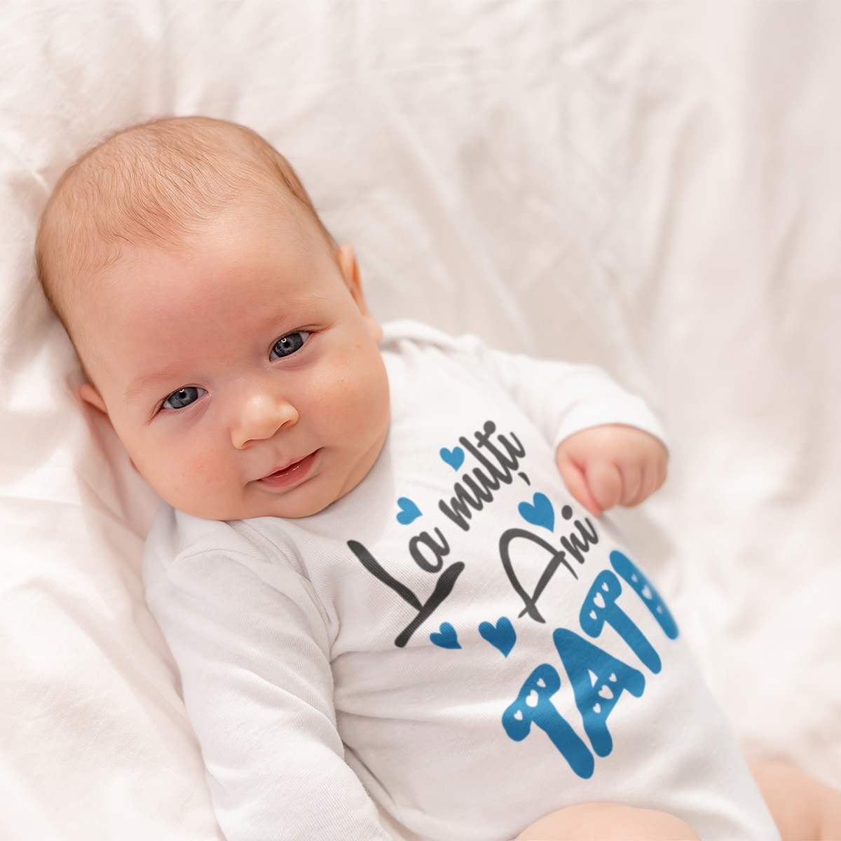 Body alb maneca lunga ''LA multi ani tati'' albastru - eMAG.ro