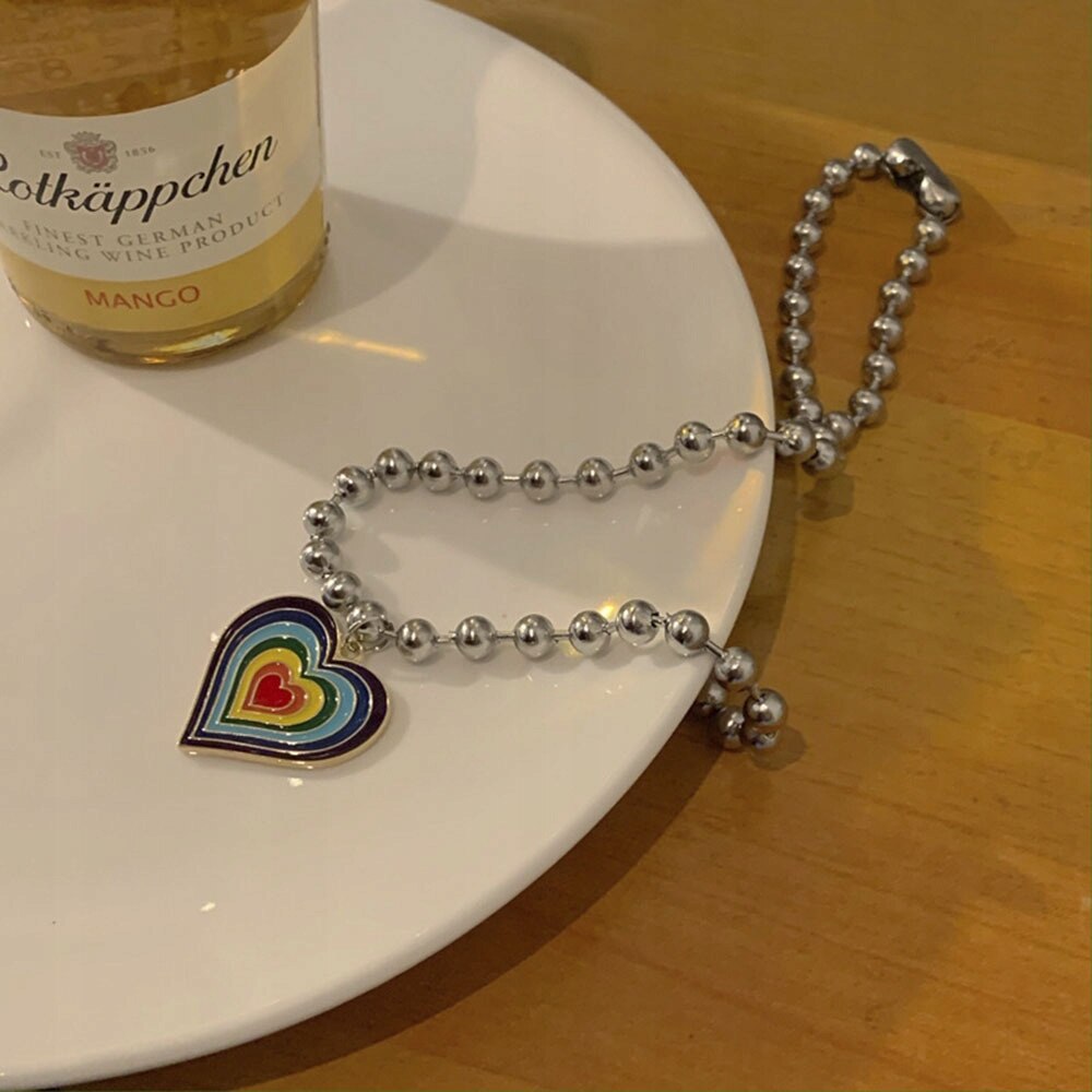 Colier inima LGBT, Metal, Reglabil, Multicolor - eMAG.ro