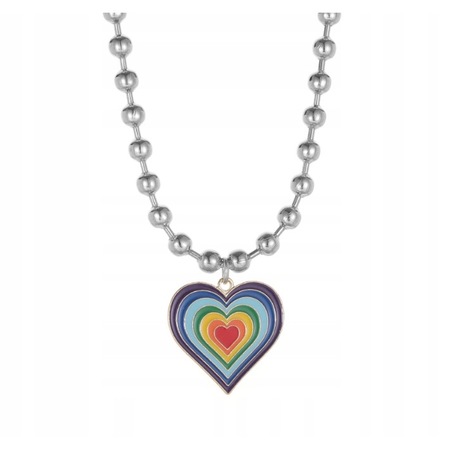 Colier inima LGBT, Metal, Reglabil, Multicolor - eMAG.ro