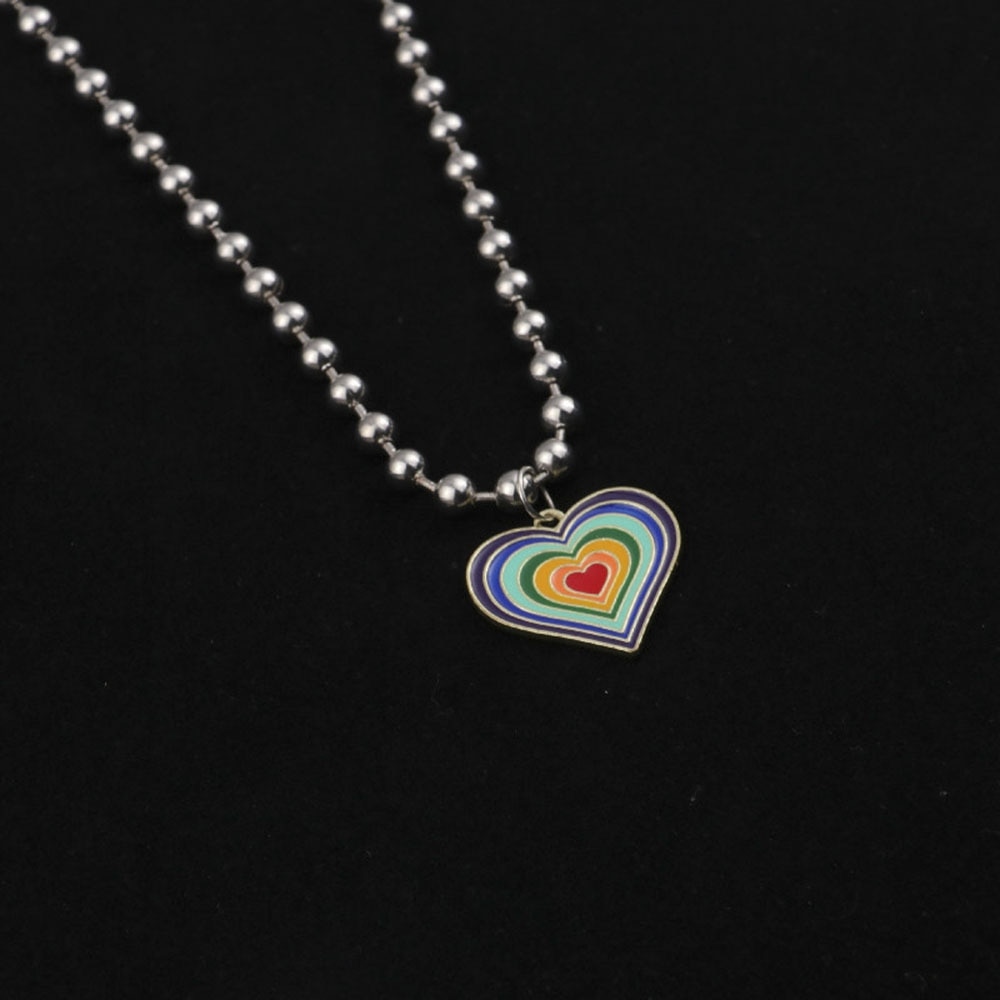 Colier inima LGBT, Metal, Reglabil, Multicolor - eMAG.ro