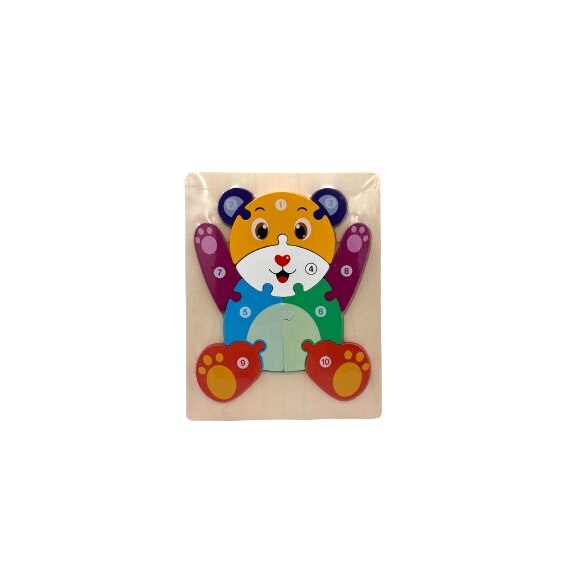 Puzzle 3D Ursulet, Montessori, Lemn - eMAG.ro