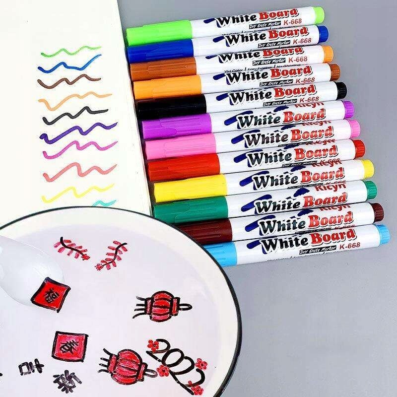 Set 12 carioci pentru desenat in apa, Plastic, Multicolor - eMAG.ro