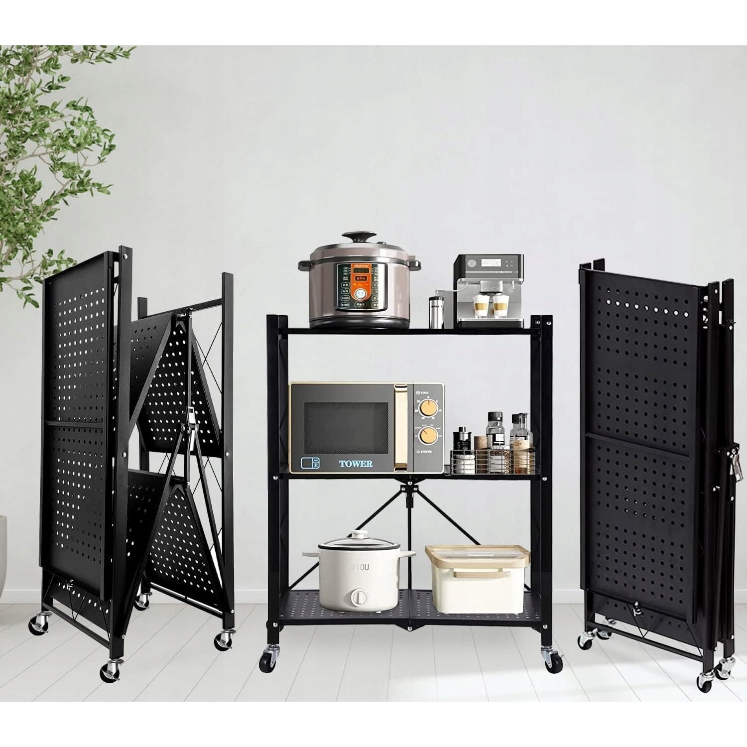 Etajera cu 3 polite, Mobil, Depozit, Bucatarie, Pliabil, Pe Roti, Loft ...