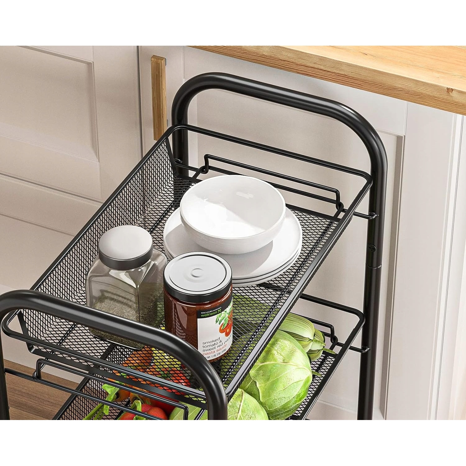 Etajera cu 3 polite, Mobil, Depozit, Bucatarie, Baie, Pe Roti, Loft ...