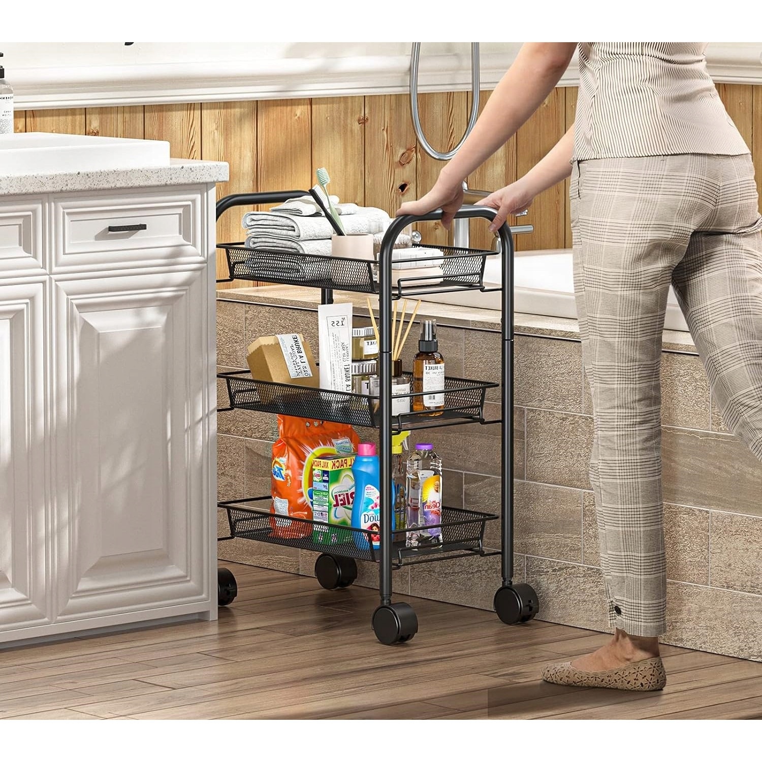 Etajera cu 3 polite, Mobil, Depozit, Bucatarie, Baie, Pe Roti, Loft ...