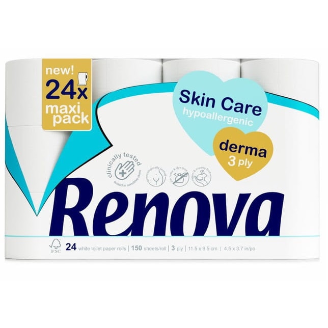 Toalettpapír Renova Skin Care Derma 24 tekercs - eMAG.hu