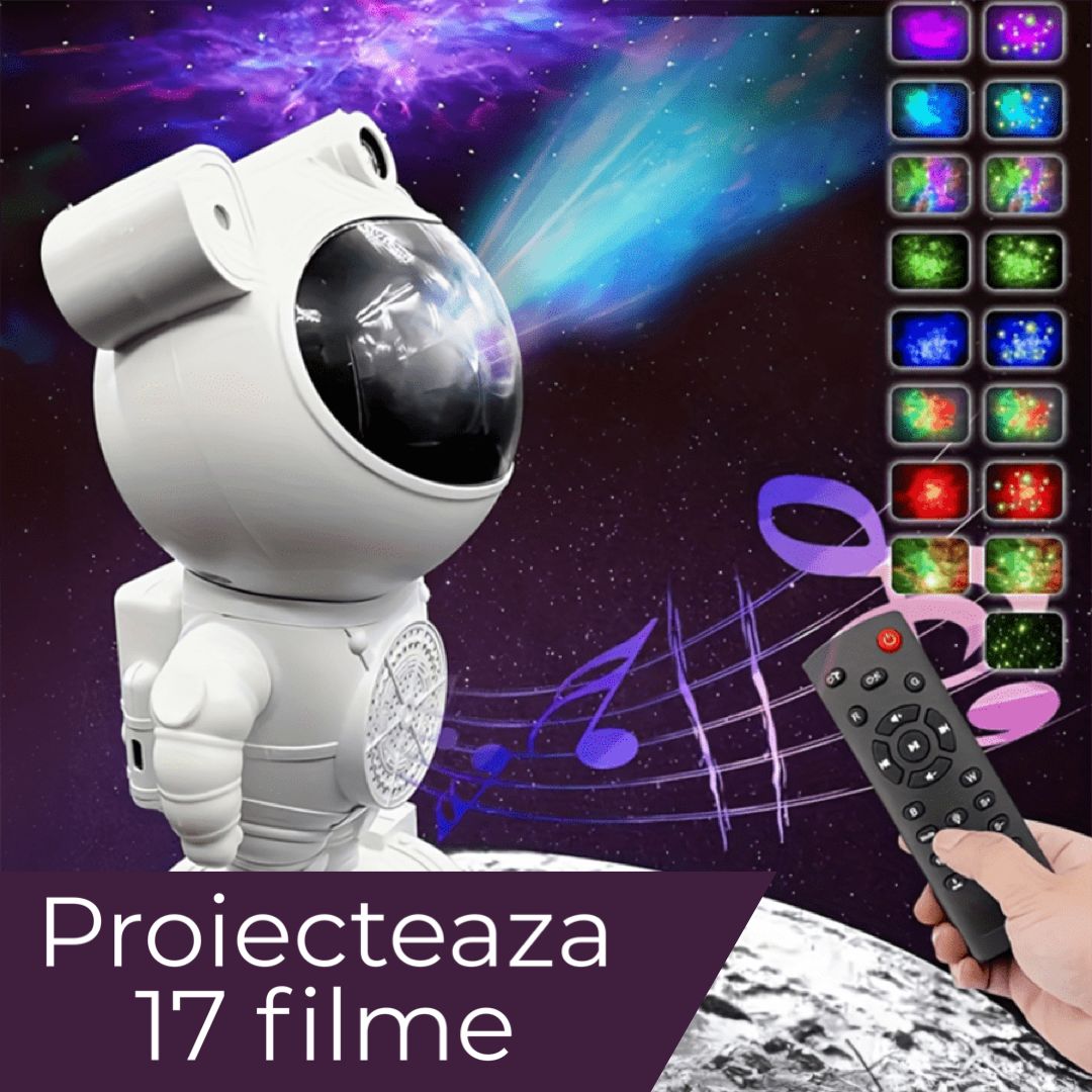 Proiector de Stele Astronaut, Lampa de Veghe cu 17 filme, Transforma ...