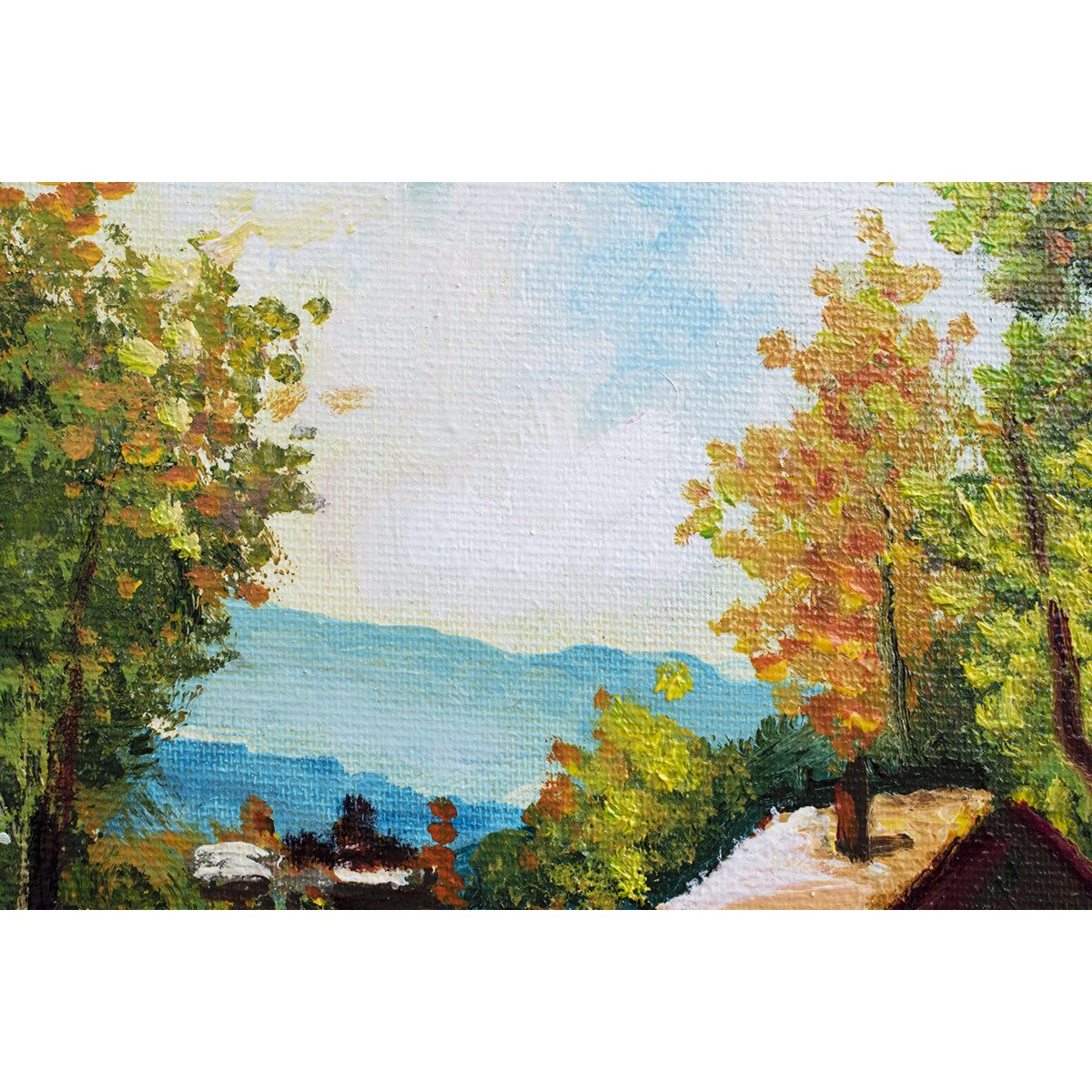 Tablou pictat manual hol, living, dormitor, Peisaj de poveste, 30x20cm ...