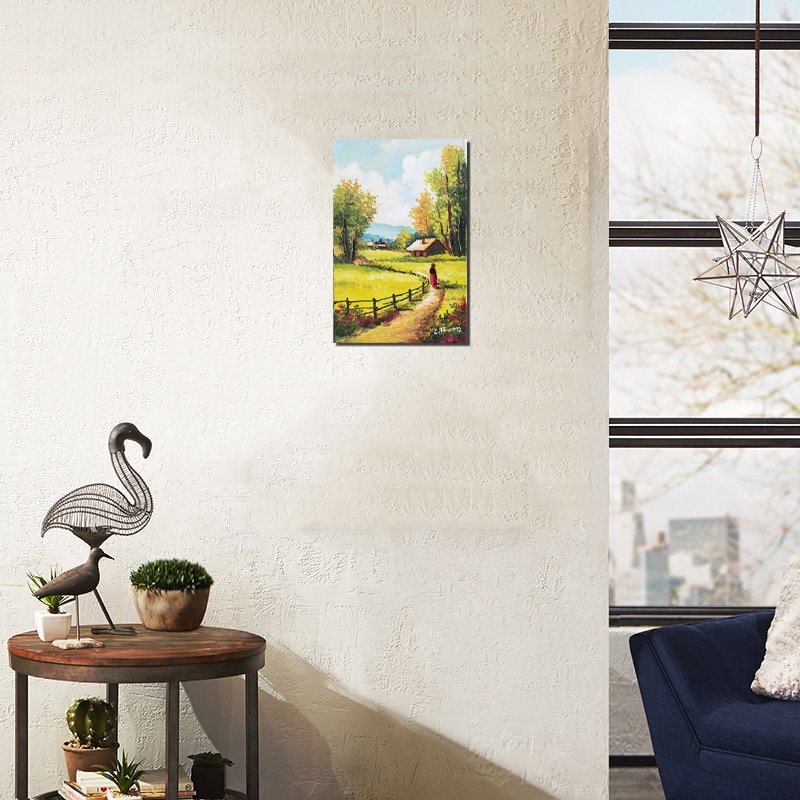 Tablou pictat manual hol, living, dormitor, Peisaj de poveste, 30x20cm ...