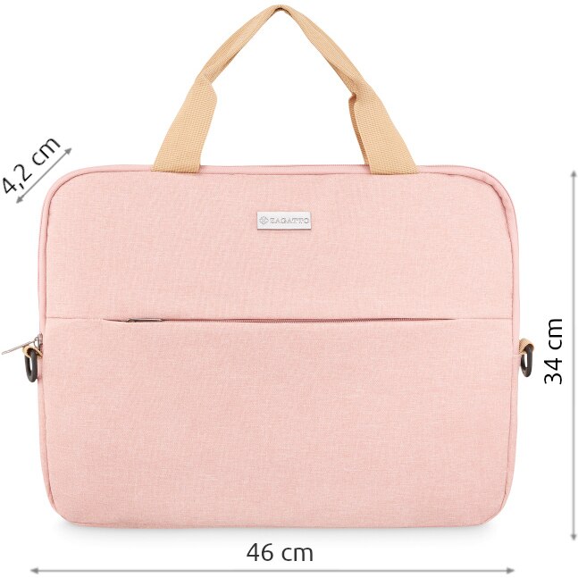 Geanta laptop, Zagatto®, Roz, Casual, Business, Impermeabila, Curea de ...