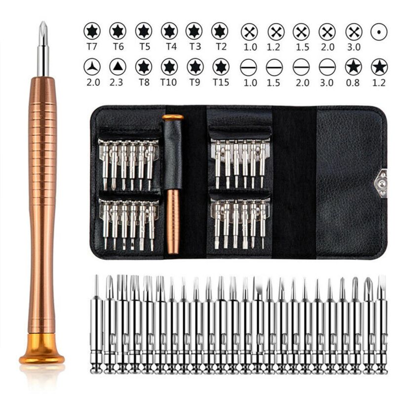 Set 25 mini surubelnite, Metal, Torx/Cruce, Negru - eMAG.ro