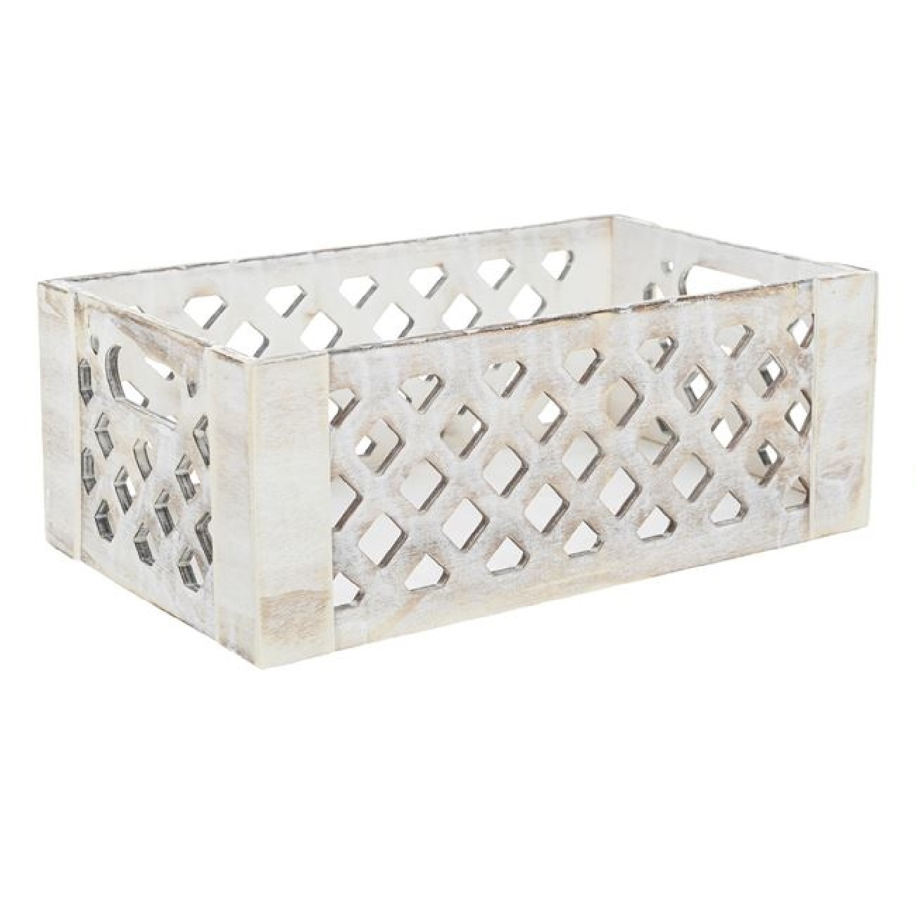 Cos din lemn, perforat, alb, 28x17x11,5cm - eMAG.ro