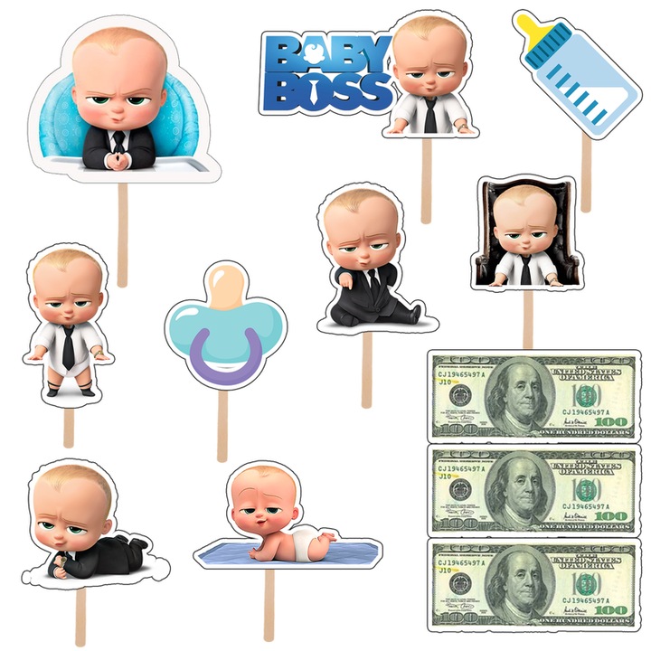 Set 12 figurine tort/briose Baby Boss, Tip 1, KZE Prints, Photo Paper ...