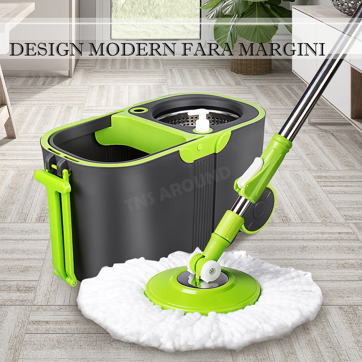 Set Mop Rotativ Premium TNS®, Centrifuga Inox, 2x Rezerve Microfibra ...