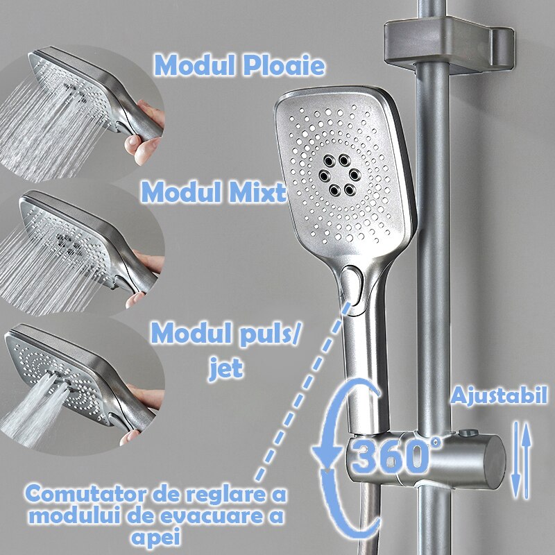 Coloana dus, Set cu para dreptunghiulara, afisaj LED, senzor ...