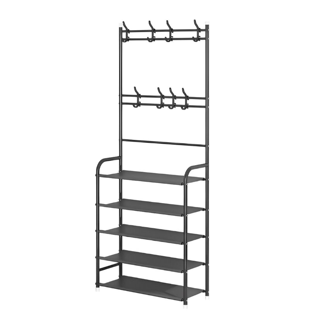 Cuier cu pantofar metalic, 5 rafturi pentru incaltaminte si 8 agatatori ...