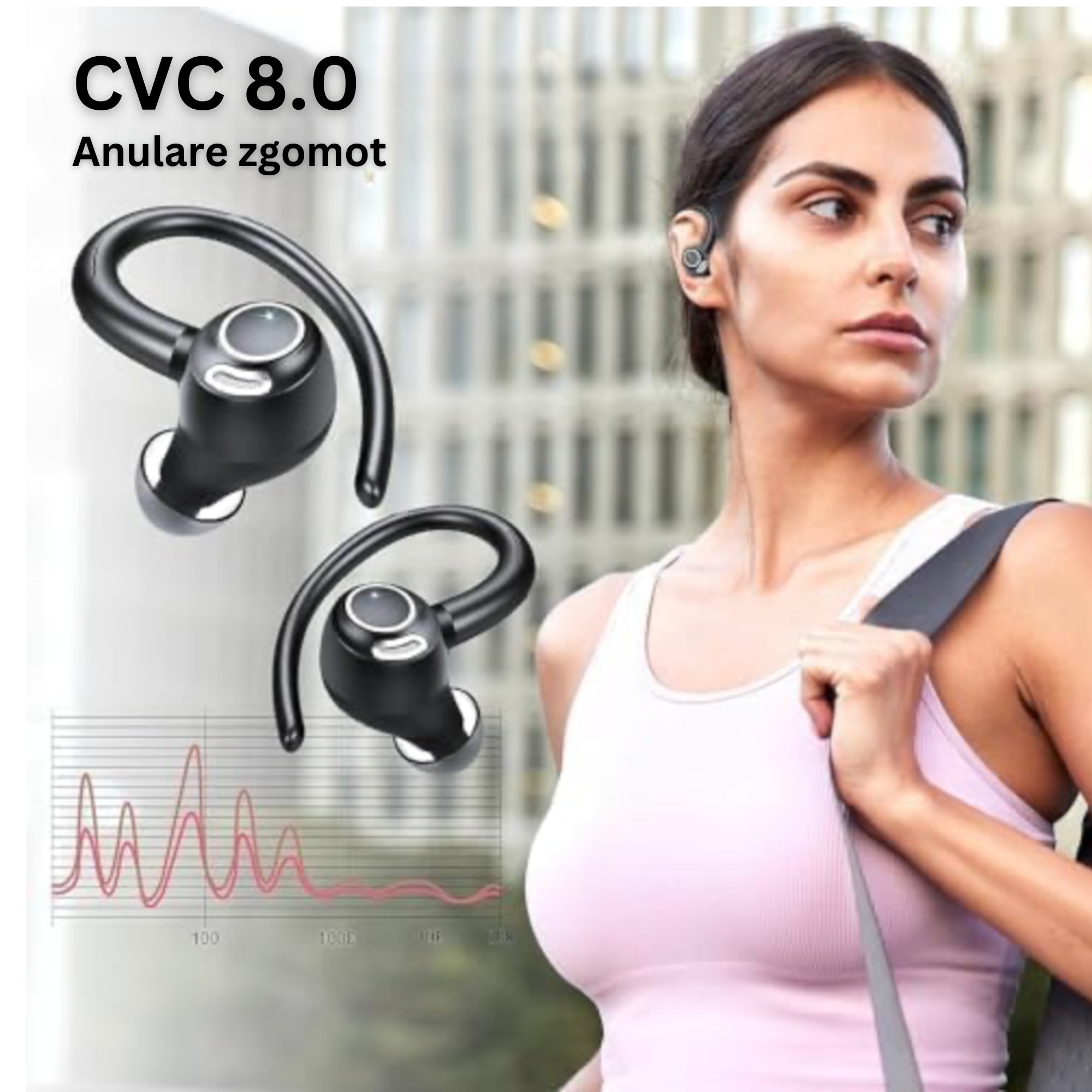 Casti Wireless Bluetooth OPERCE™️ Bluetooth 5.3, Control prin Atingere, Fara Fir, Sport, CVC 8.0 ...