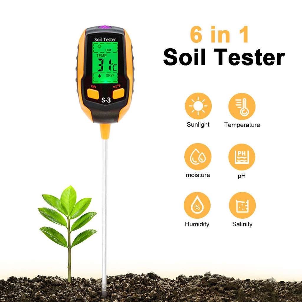 Aparat de testat solul 6 in 1 C-tech S-3, umiditate sol si aer, PH ...