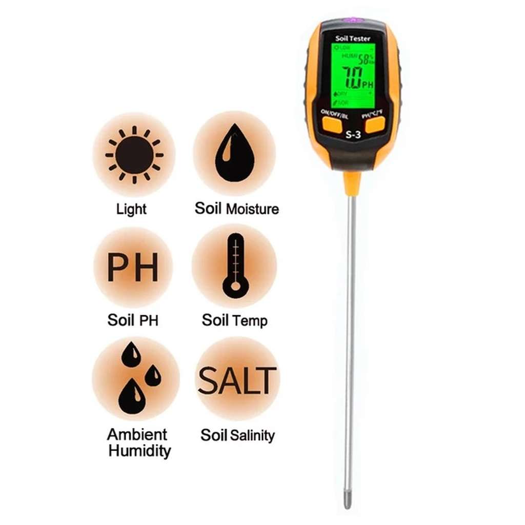 Aparat de testat solul 6 in 1 C-tech S-3, umiditate sol si aer, PH ...