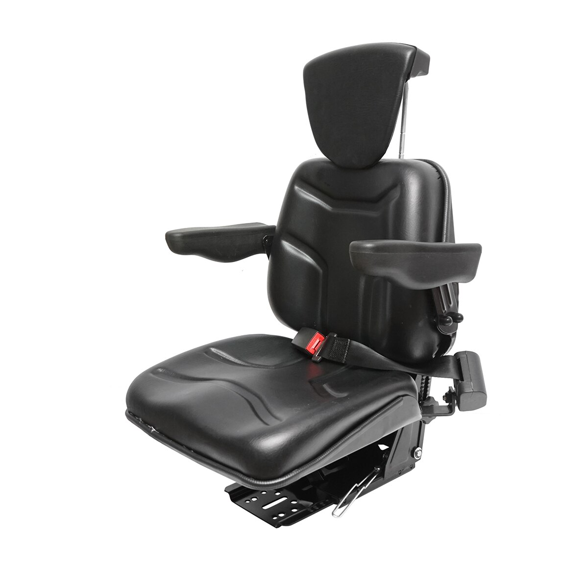 Scaun pentru tractor negru, reglabil cu cotiera, tetiera si centura ...