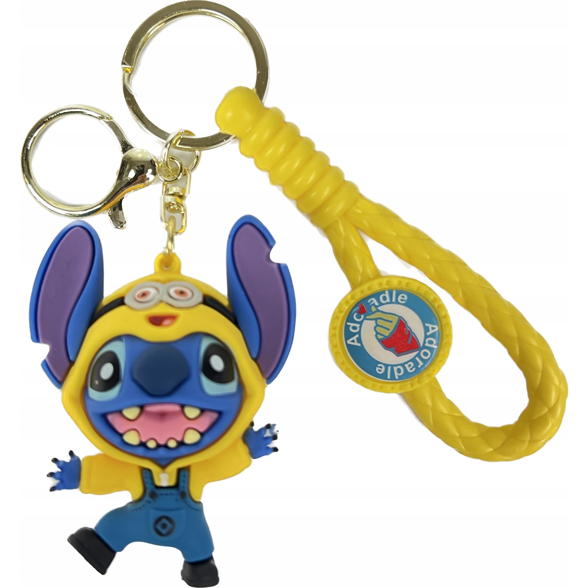 Breloc pentru masina, chei, Lilo i Stich, 3D, guma/metal, 16 cm, Galben ...