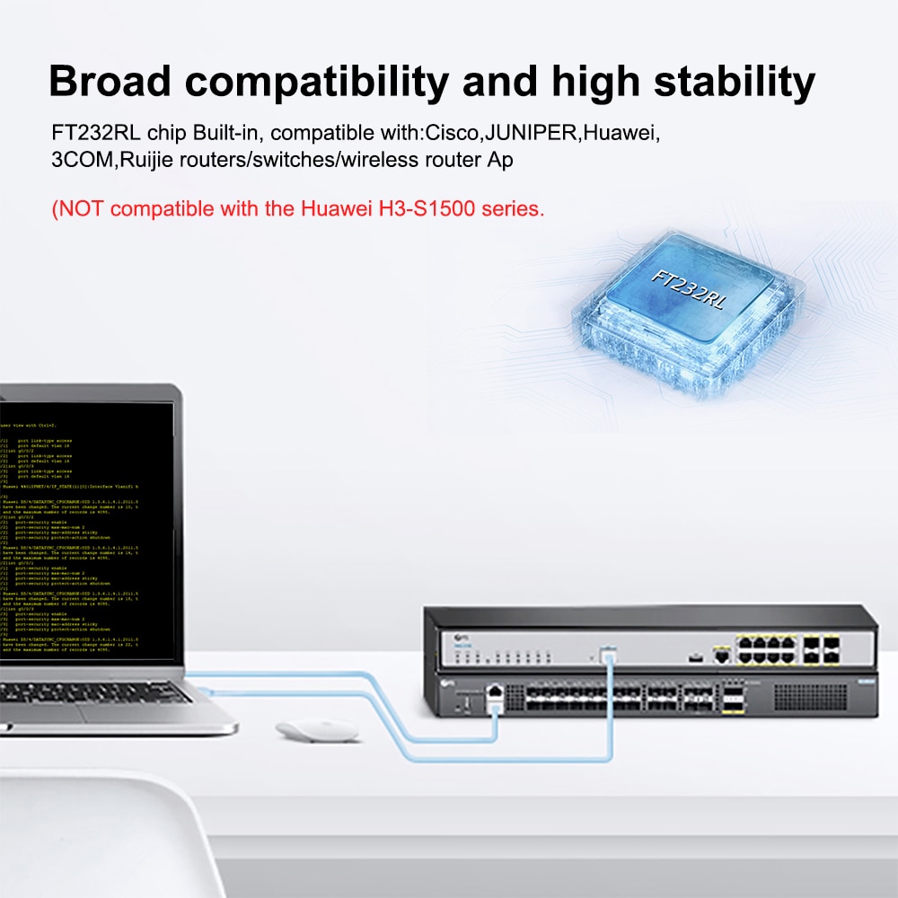 Cablu de consola USB-RS232-RJ45, JESWO, Conectivitate fara intreruperi ...