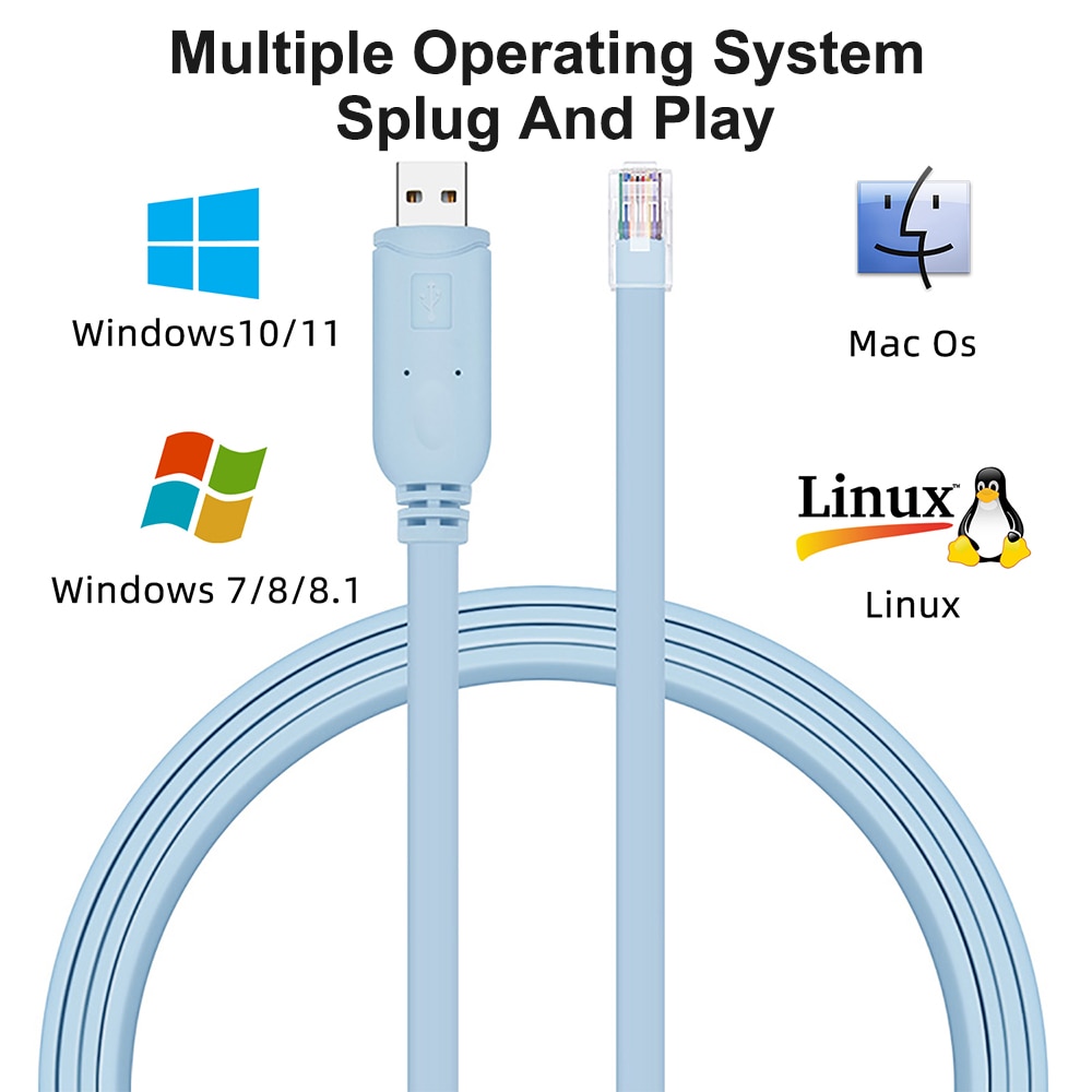 Cablu de consola USB-RS232-RJ45, JESWO, Conectivitate fara intreruperi ...