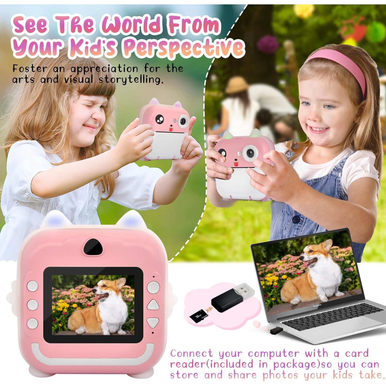Camera instantanee pentru copii cu functie de printare, weirsuky™, 3 ...