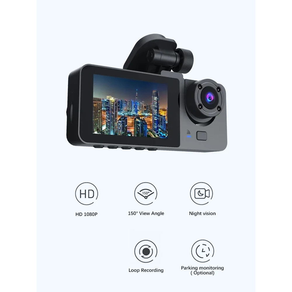 Camera Auto DVR Duala, Weirsuky™, Full HD 1080P, 4K, 3 lentile, Night ...