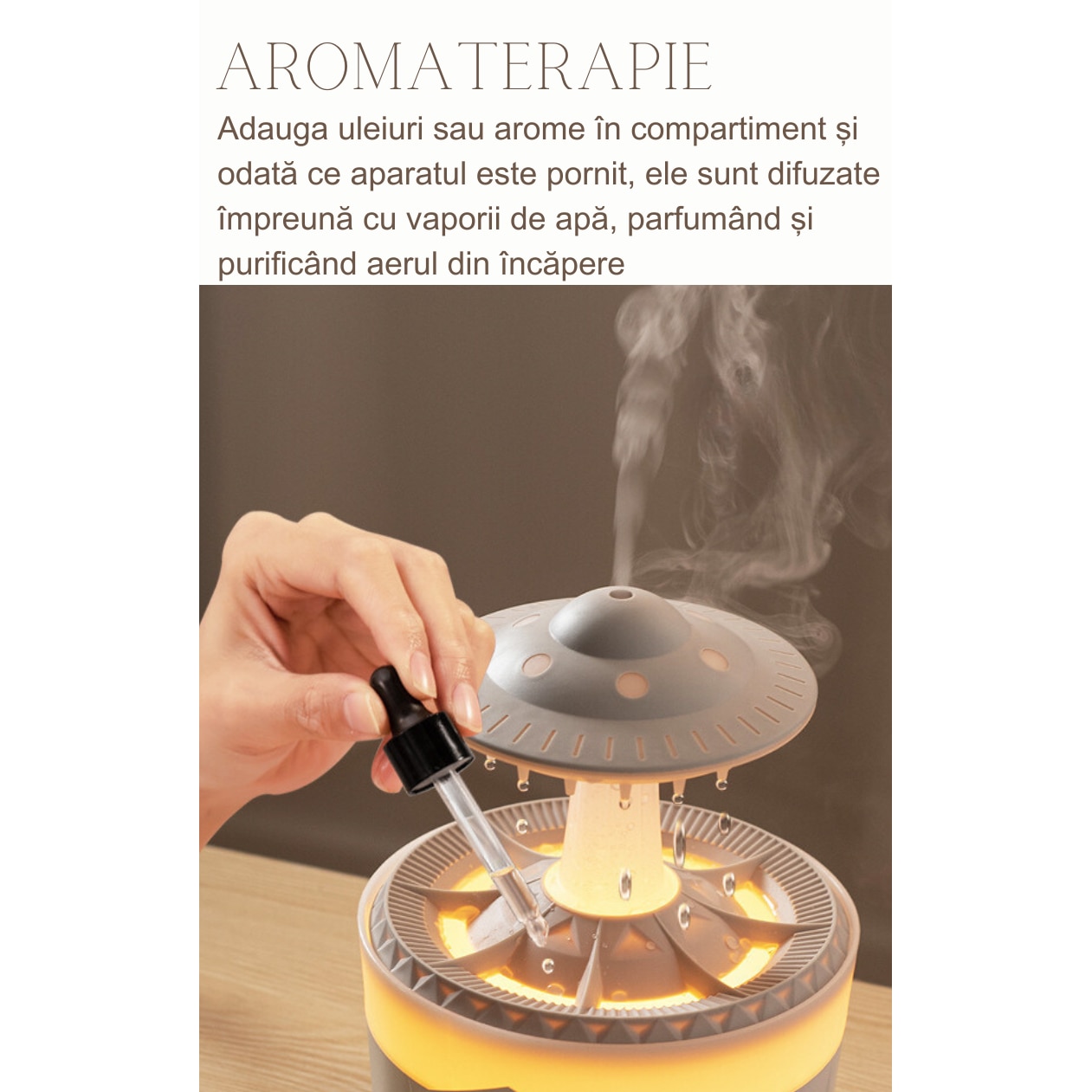 Umidificator Difuzor de Arome si Uleiuri Esentiale FOtehniqⓇ Raindrop ...