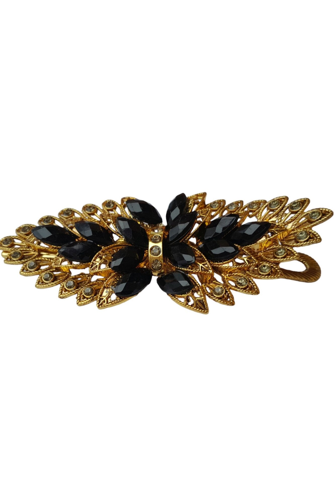 Clama de par coada de paun, Vintage, 11 cm, Negru, 65BJ - eMAG.ro