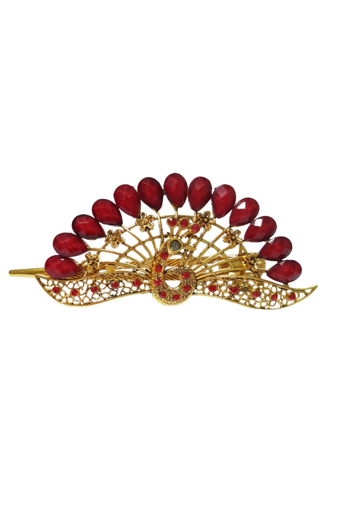 Clama de par in forma de Paun, Vintage, 12 cm, Rosu, 69BJ - eMAG.ro