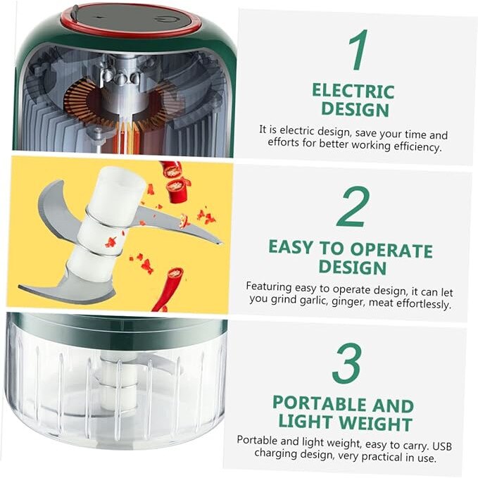 Mini tocator electric pentru legume si fructe, Zola®, plastic, 12x9 cm ...