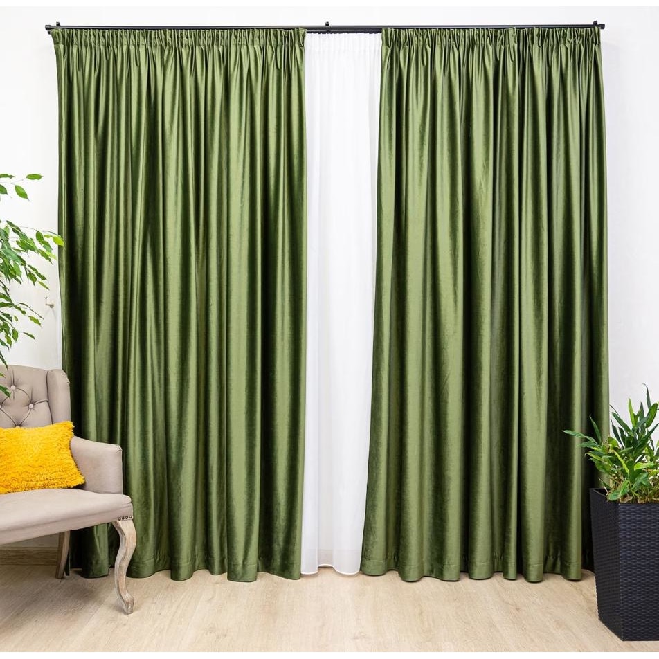 Set 2 draperii, 140x245cm, Catifea 285gr/mp, verde - eMAG.ro