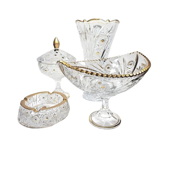 Set Cristal 4 buc. Fructiera, vaza, scrumiera, bomboniera - eMAG.ro