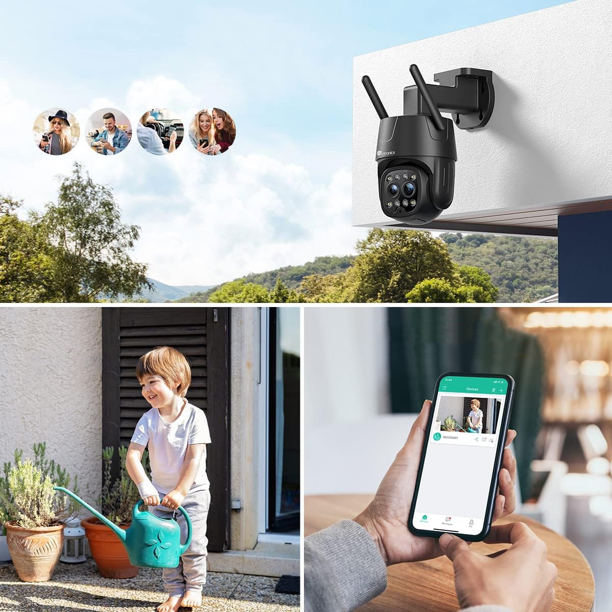 Camera de supraveghere exterior Ctronics 650C, Wi-Fi, 4MP, 2.5K, vedere ...