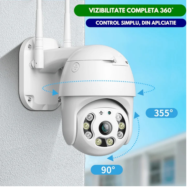 Camera Smart IP Wireless 4K, card 32GB inclus, Stuffix® - eMAG.ro