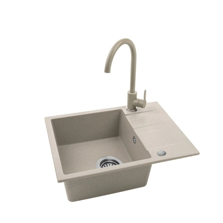 Set chiuveta bucatarie din compozit si baterie, 57 x 44 cm, adancime ...