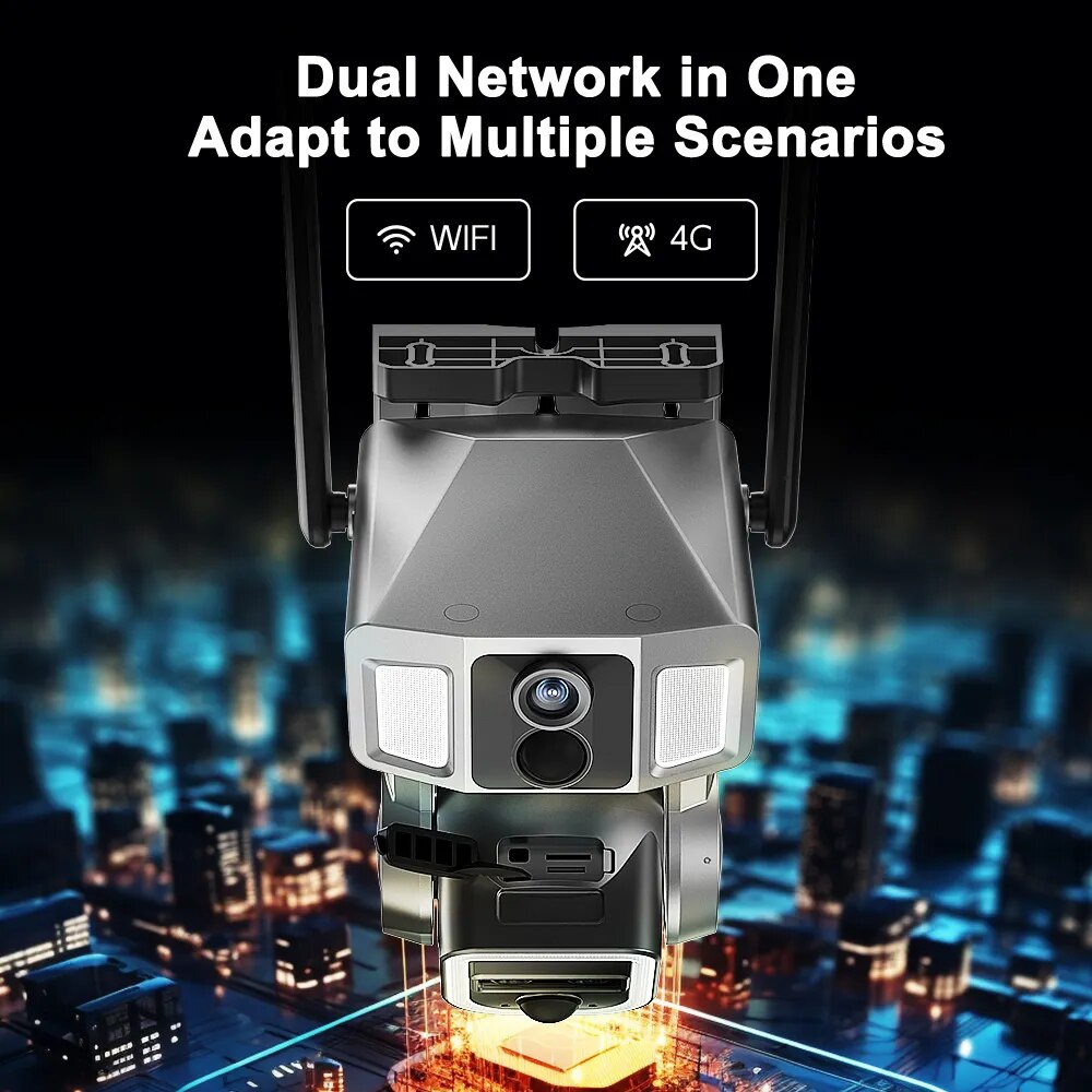 Camera de Supraveghere TRIPLA cu Panou solar, 6 MP, Rezolutie 2K, Ultra ...